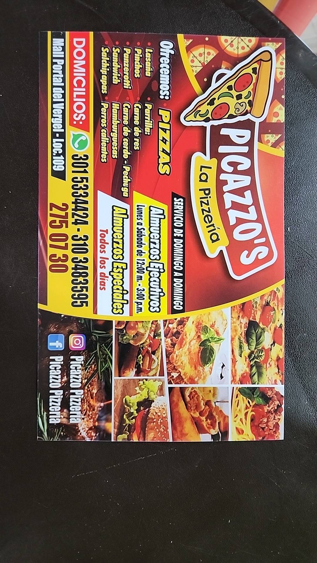 Carta de Picazzo's Pizzeria, Ibagué
