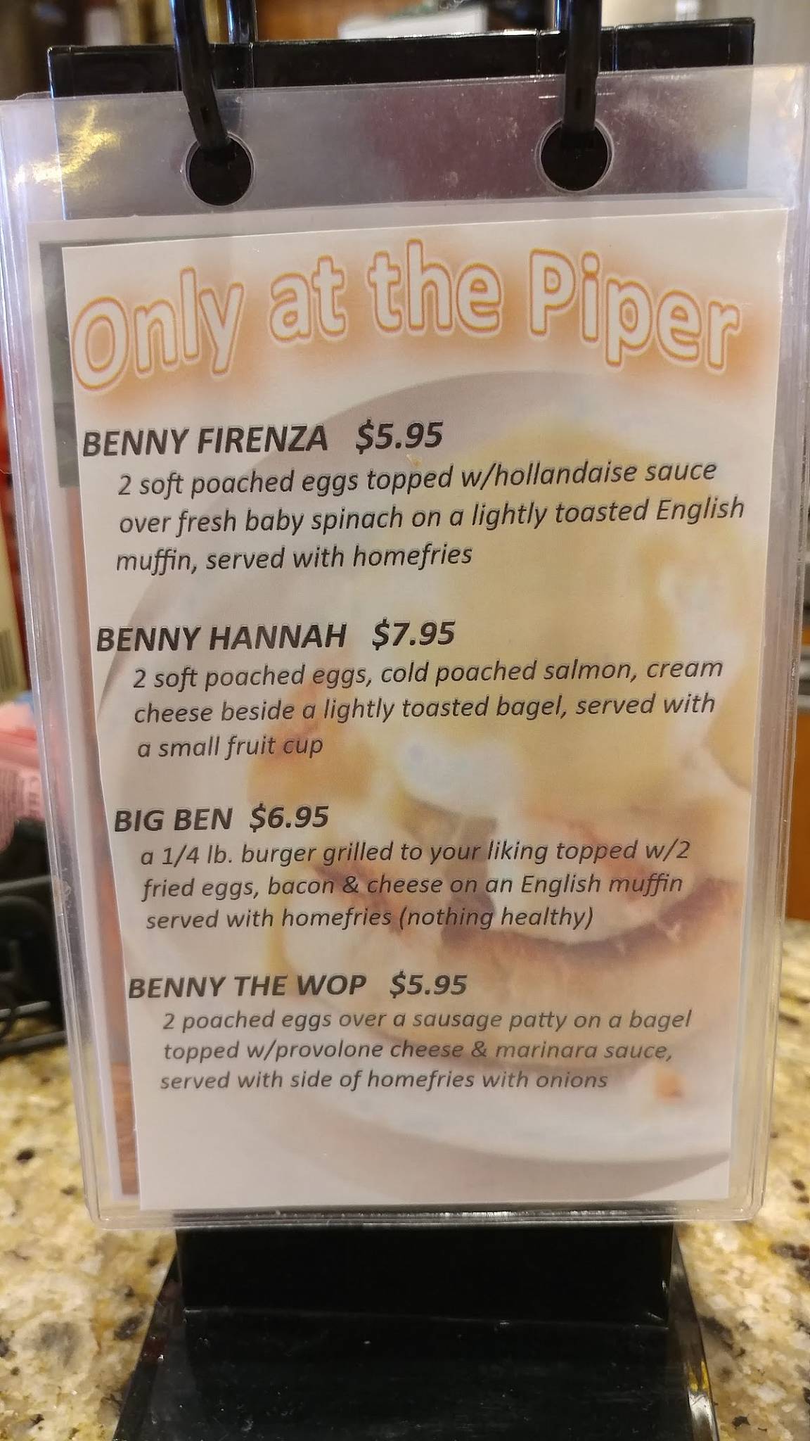 Menu at The New Pied Piper Diner restaurant, Barto