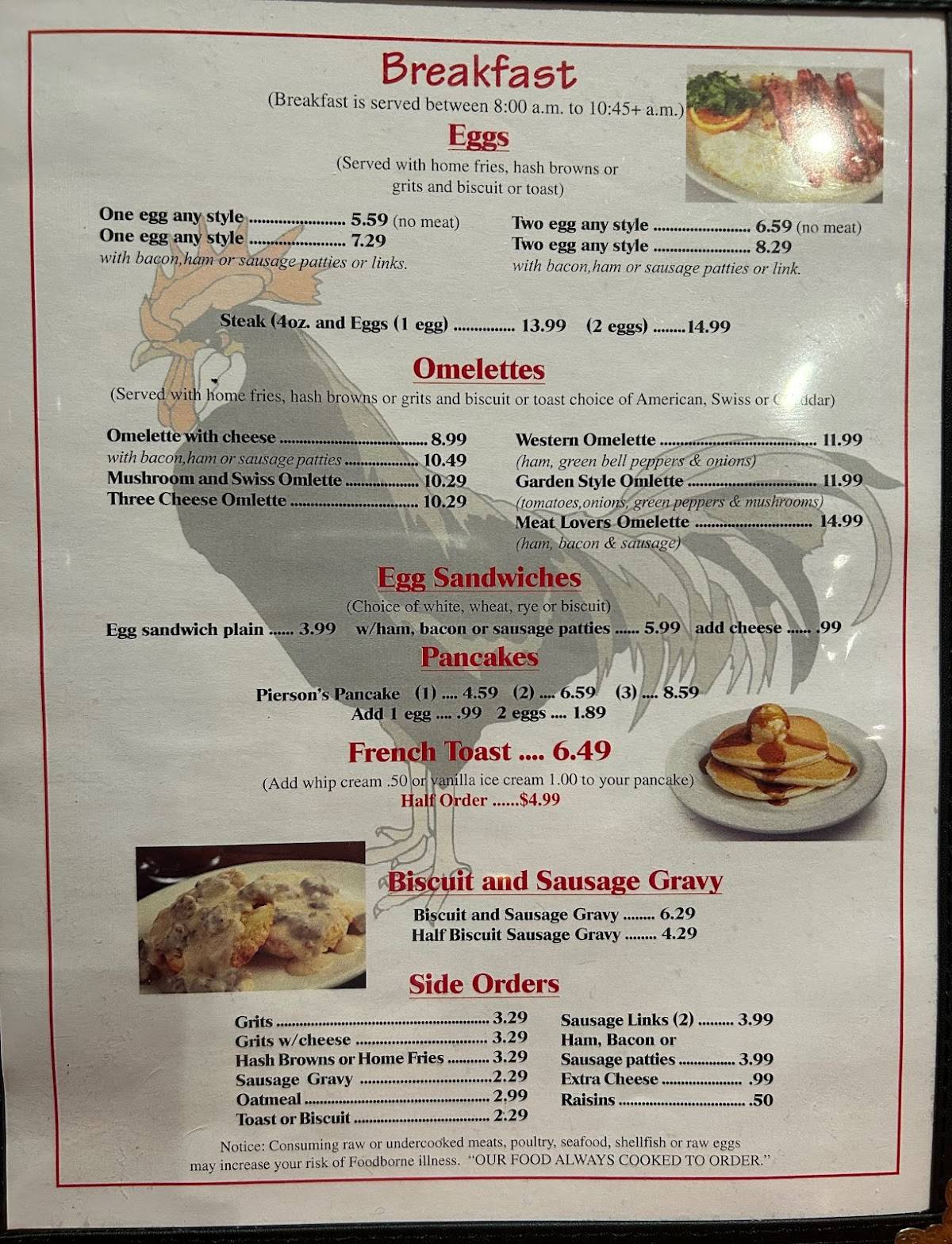 Menu at Pierson Family Restaurant, Pierson