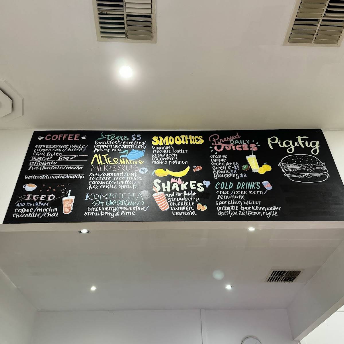 Menu at Pig & Fig Cafe, Attadale