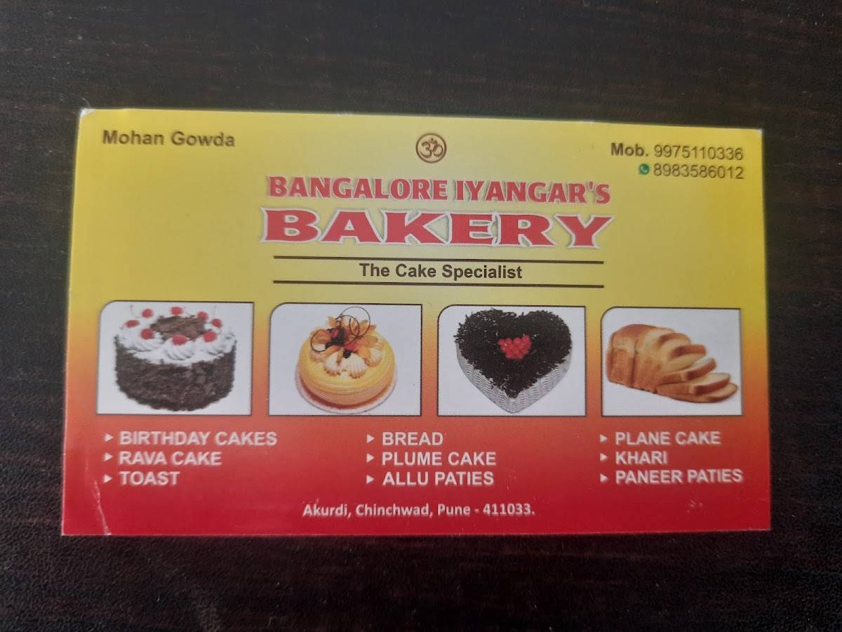 Menu at Bangalore Iyengar Bakery, Pimpri-Chinchwad