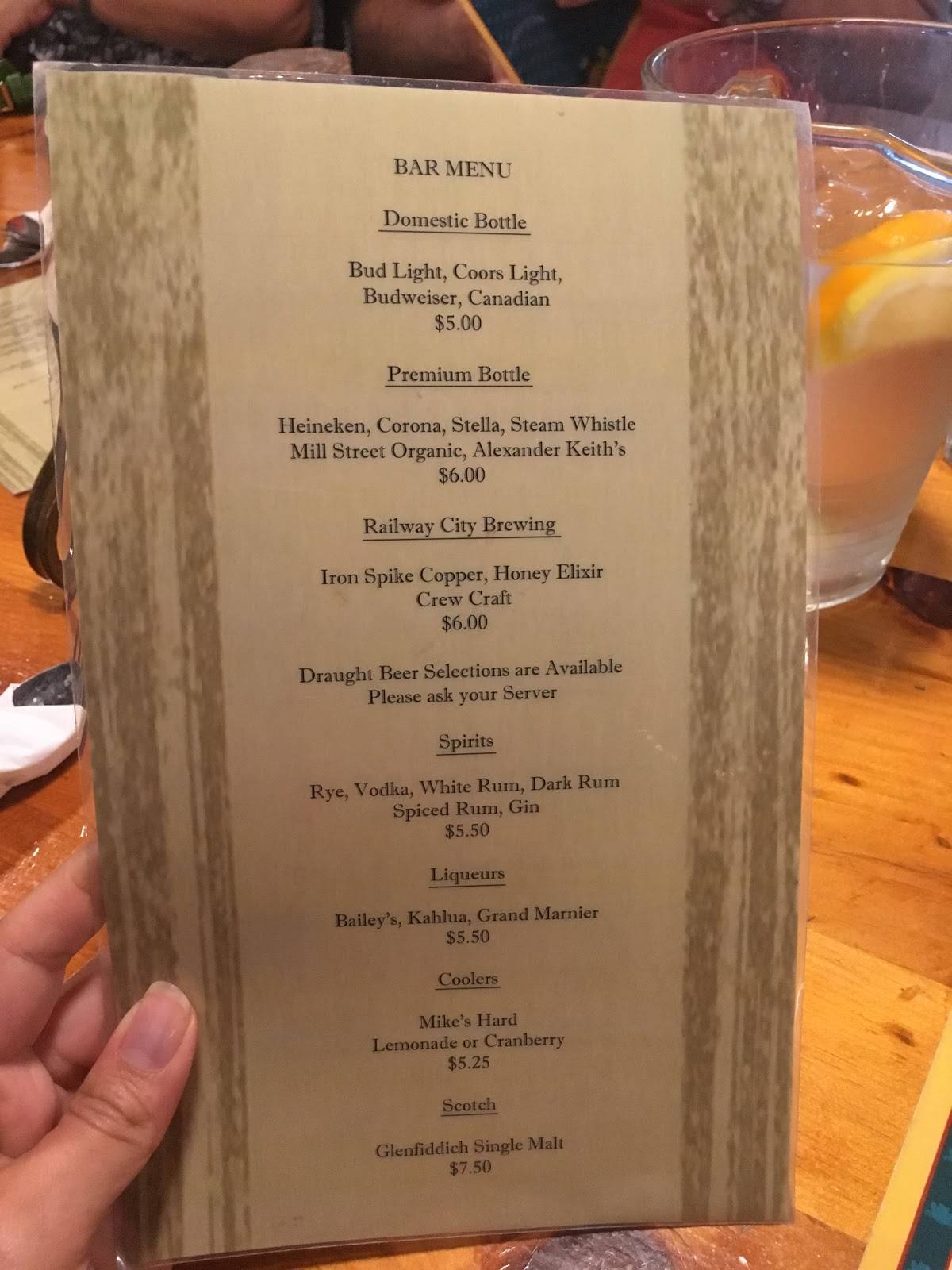 Menu at Pinecroft restaurant, Aylmer, Rogers Rd