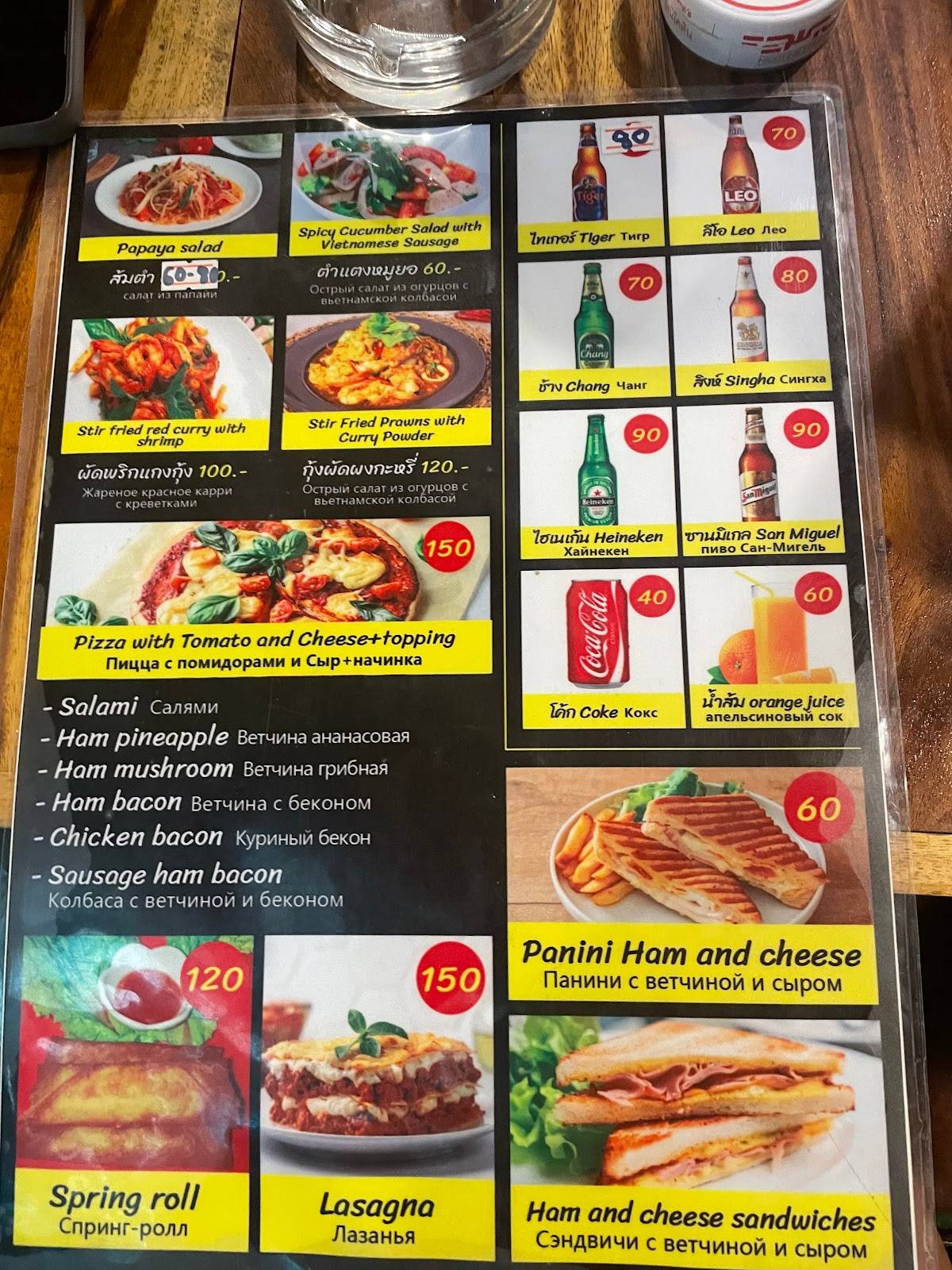 Menu at Pitstop hideaway restaurant and hostel, Karon