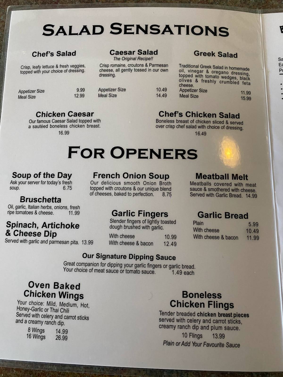 Menu at Pizza Dee's pizzeria, Wasaga Beach