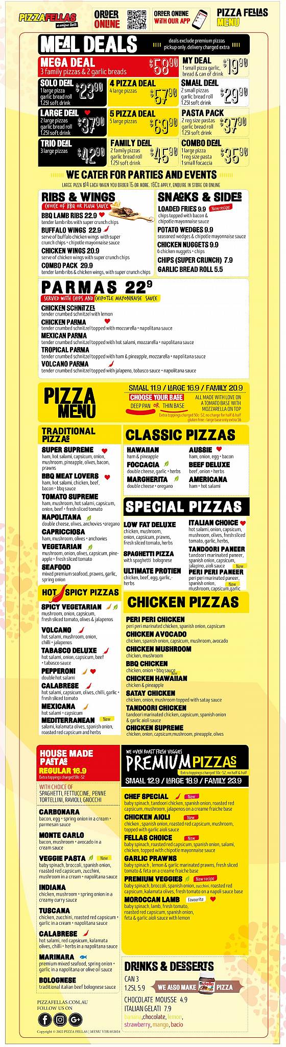 Menu at Pizza Fellas Hastings restaurant, Hastings