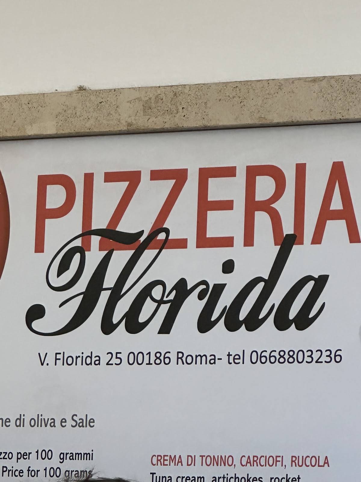 Menu at Pizza Florida pizzeria, Rome
