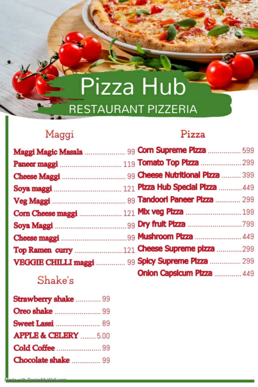 Menu at Pizza Hub, Gurugram, Dundahera Ramchowk adarsh colony dundahera 122016