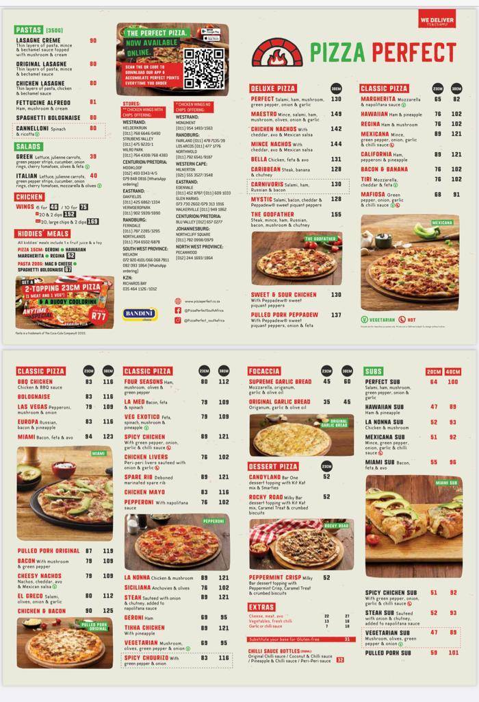 Menu at Pizza Perfect @ Blu Valley Mall restaurant, Centurion, Cnr ...