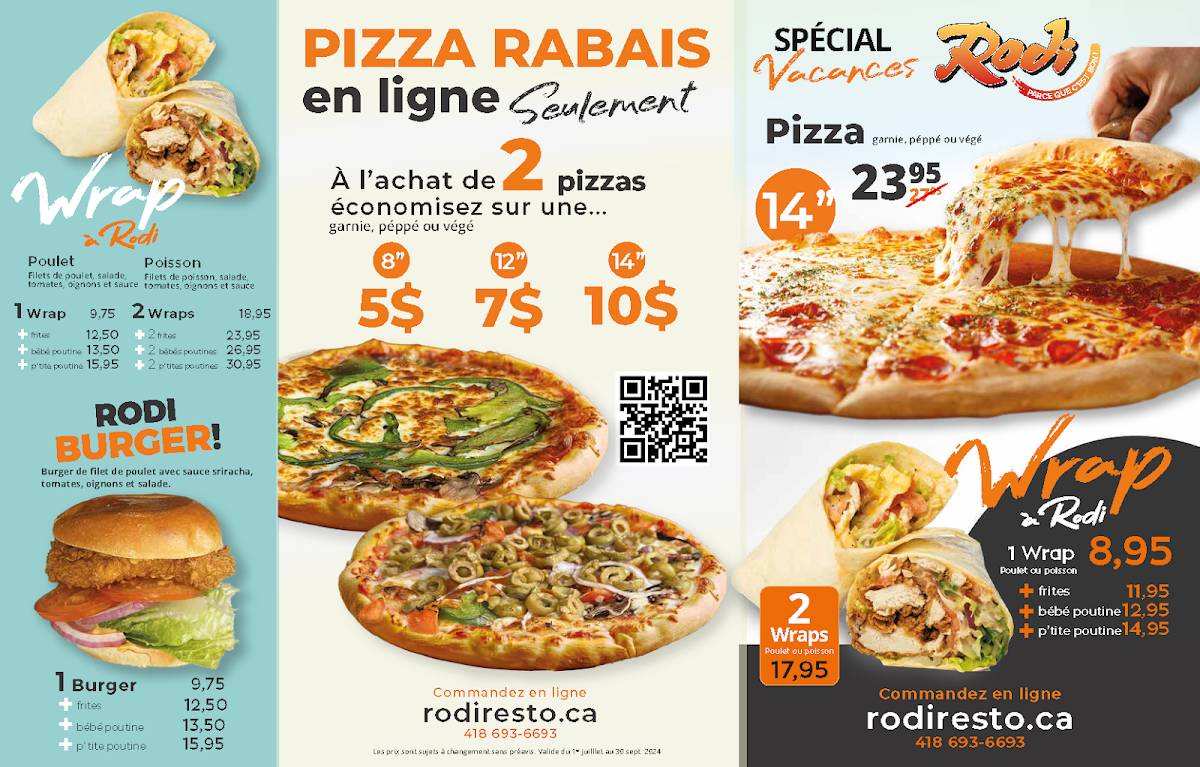 Menu au Pizza Rodi Chicoutimi pizzeria, Saguenay, 42 Rue Racine E
