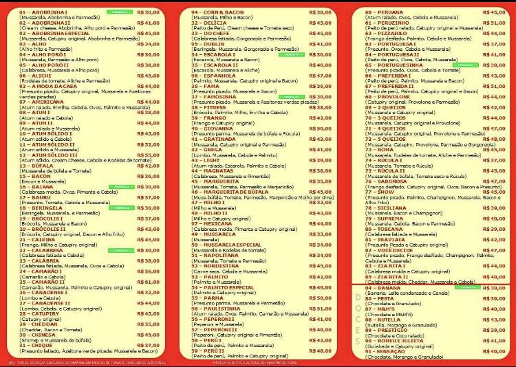 Menu em Pizza Show restaurante, São Paulo, Rua Júlio Rebollo Perez