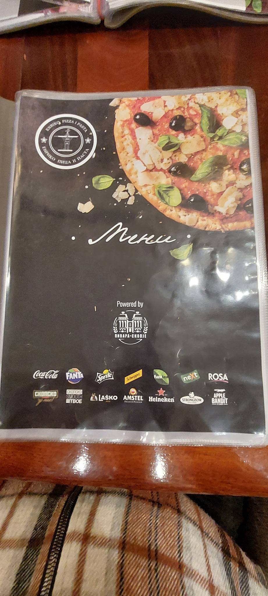 Menu at Pizza & Pasta Enriko restaurant, Skopje