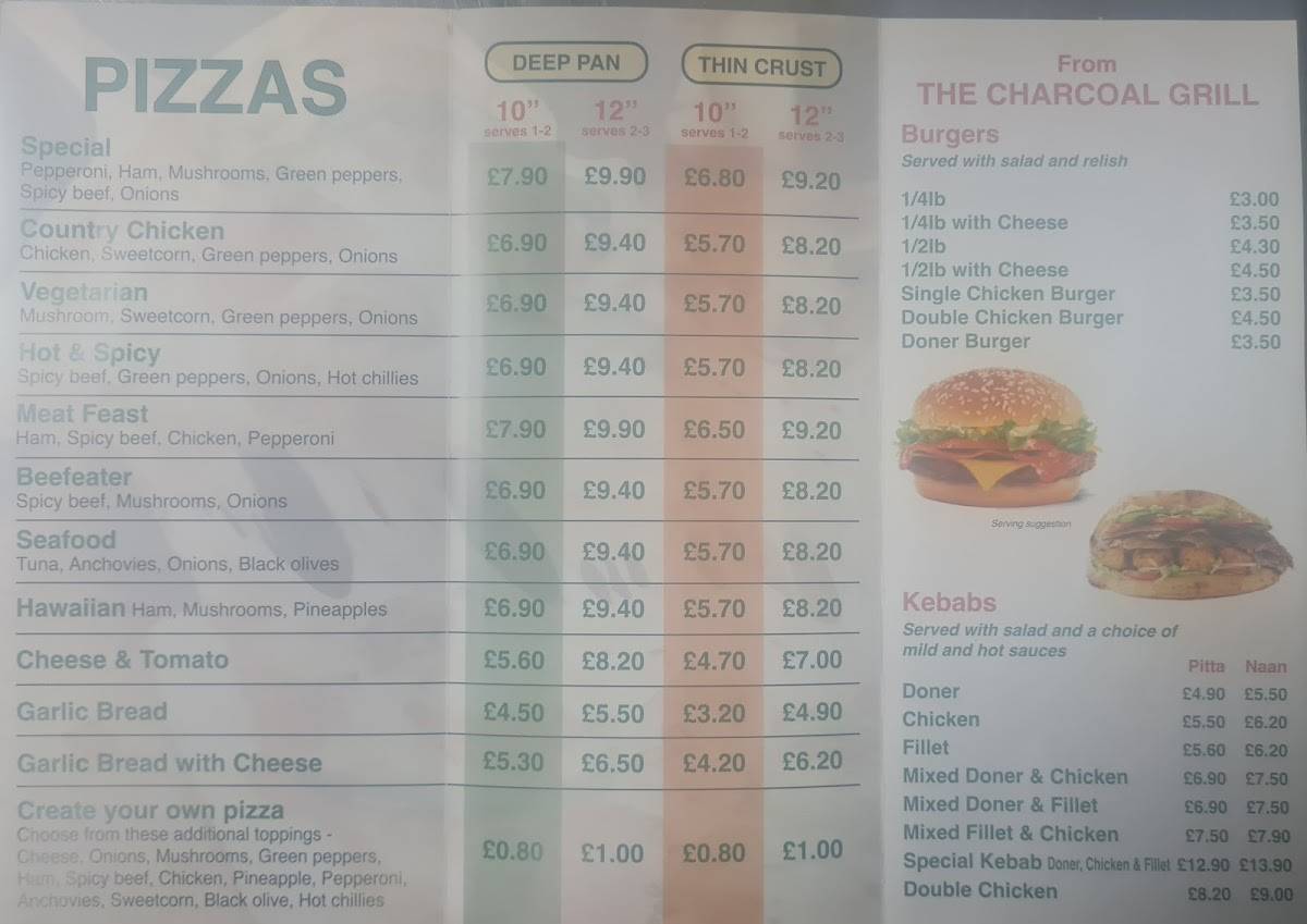Menu at Pizzalane pizzeria, Manchester