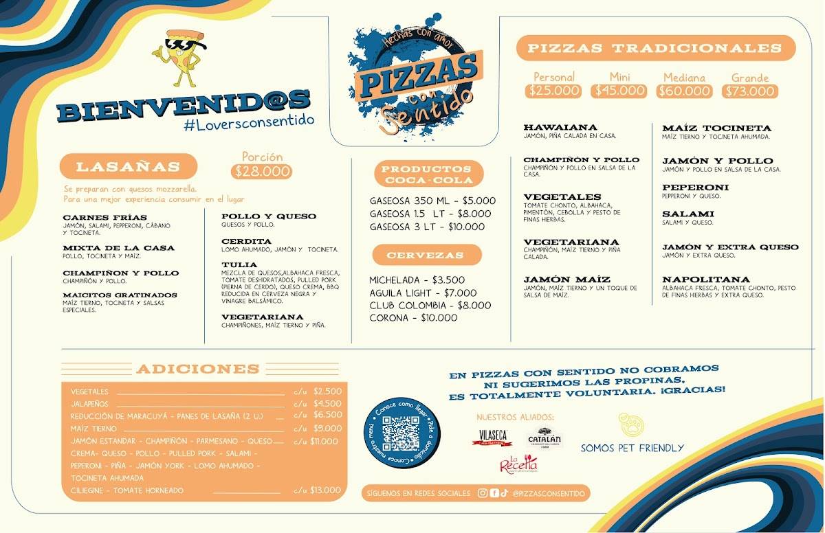 Carta del restaurante Pizzas Con Sentido Los Colores Medellín, Medellín