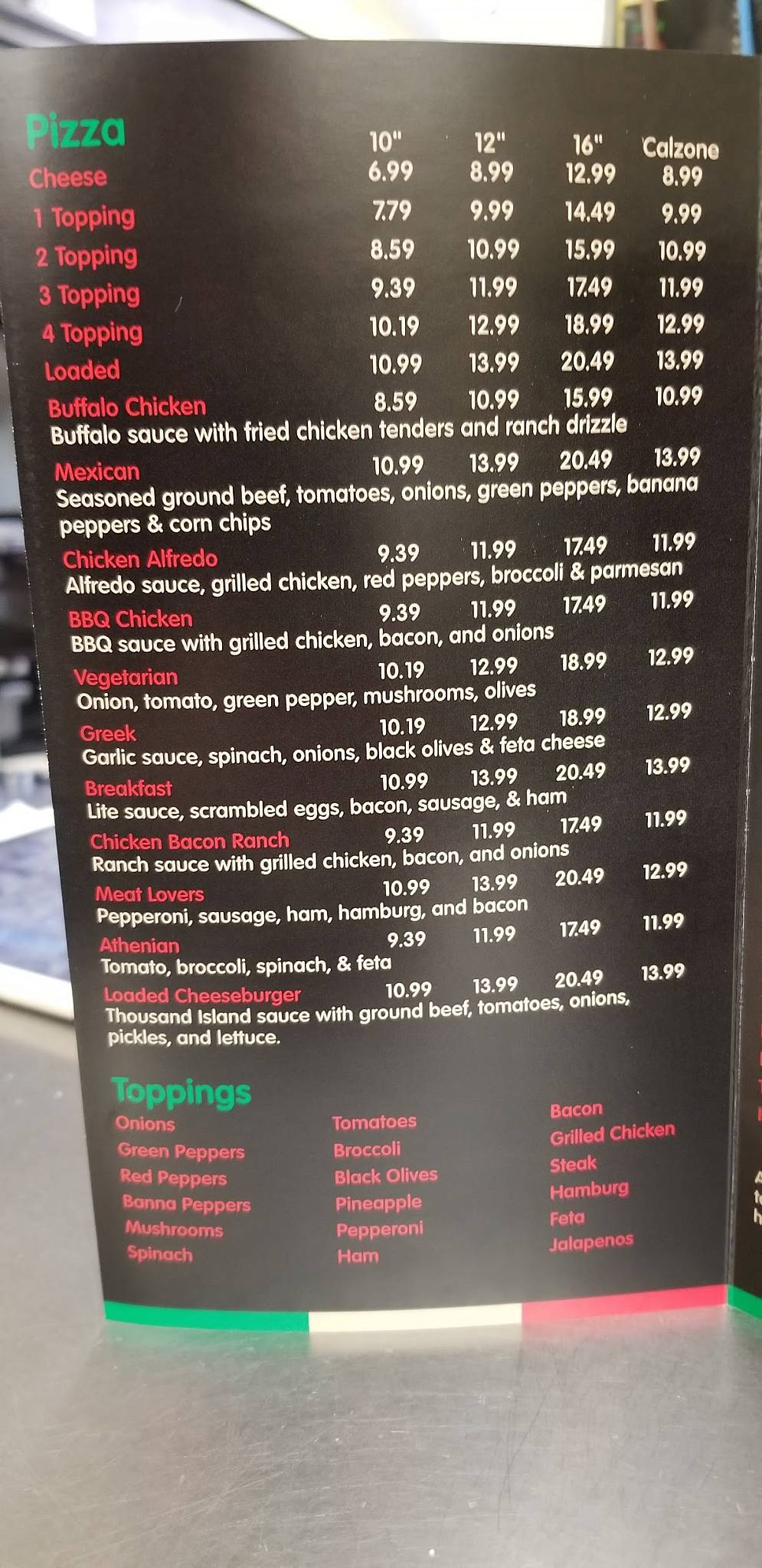 Menu at Allard's Market & Deli pizzeria, North Berwick