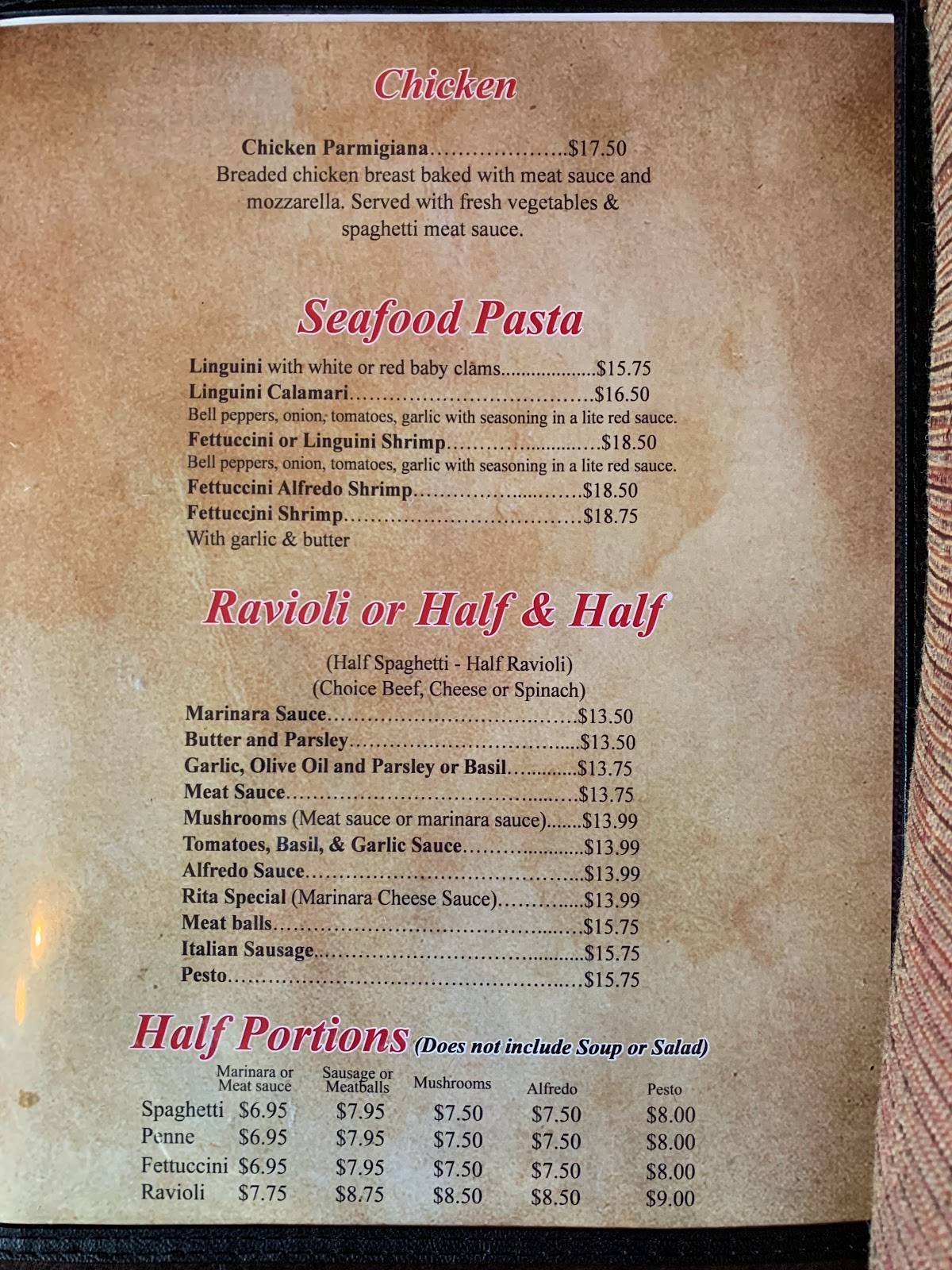 Menu at Angelo's Italian Restaurant & Pizzeria, Alhambra