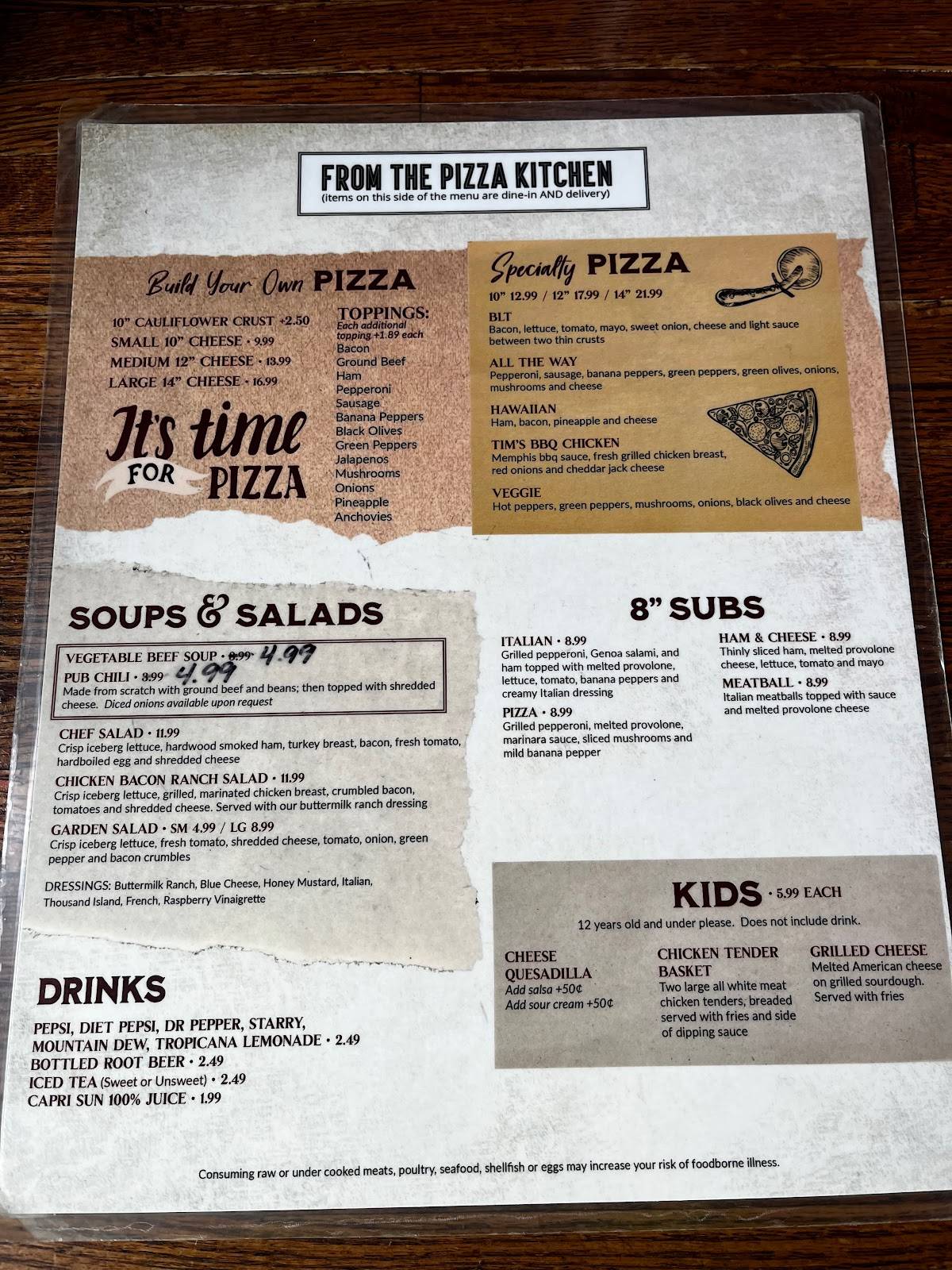 Menu at Bummie's On Main pizzeria, Newark
