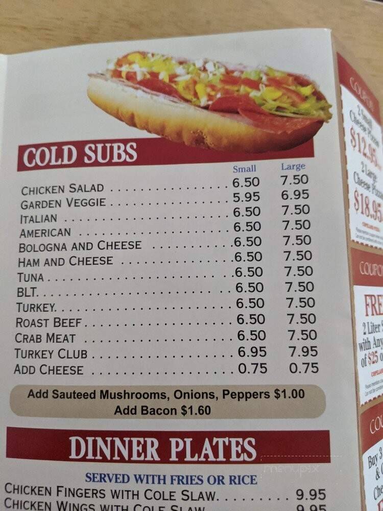 Menu at Copeland Street Sub & Pizza pizzeria, Quincy
