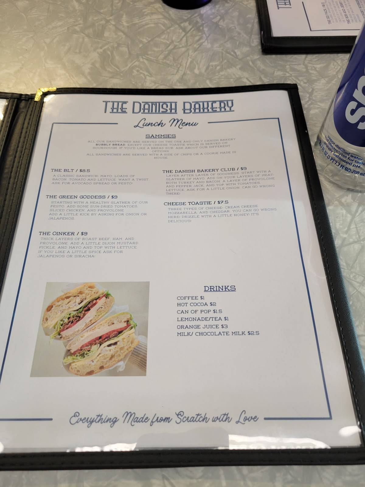 Menu at Danish Bakery, Dannebrog