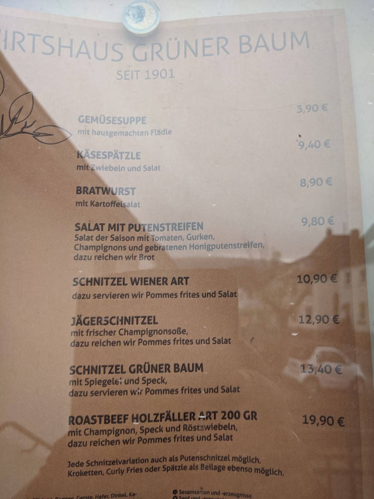Speisekarte von Gasthaus Grüner Baum pizza, Lohr am Main, Wombacher Str. 74