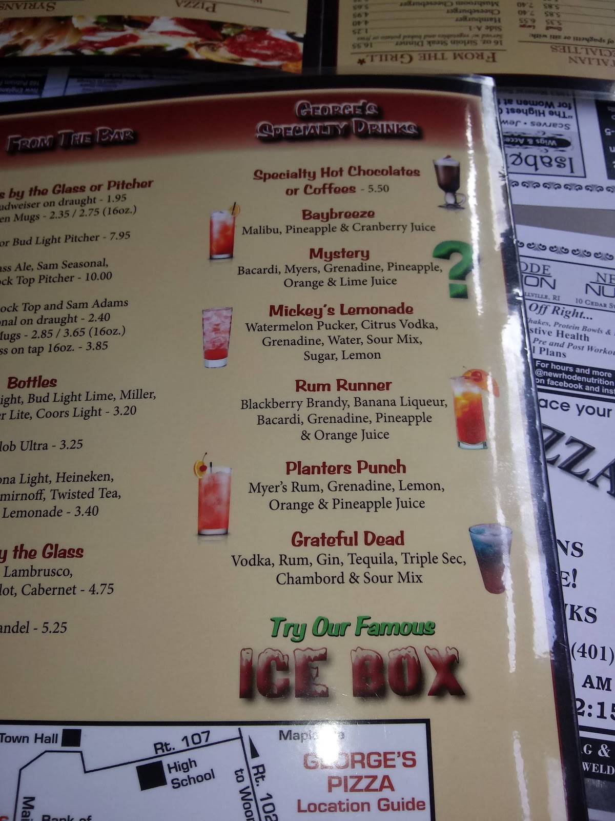 Menu at George's Pizza 'n Pub, Burrillville