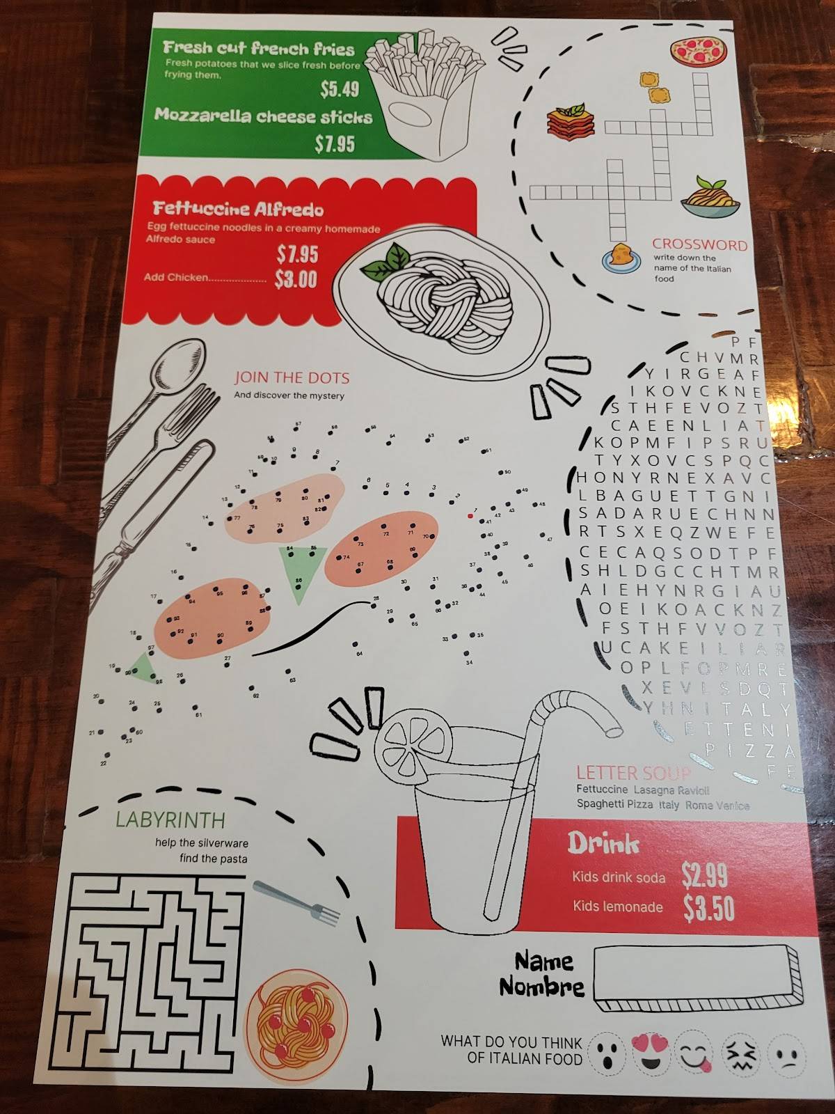 Menu at Little Rome Restaurant & Pizza, Plano