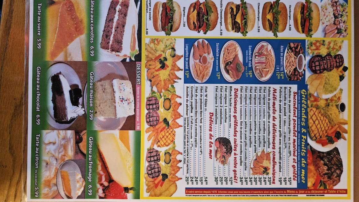 Menu au Maxime pizzeria, Drummondville