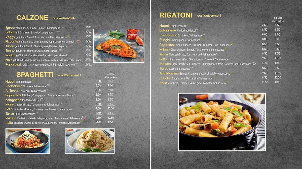 Carta de pizzería Paparazzi Bamberg, Bamberg