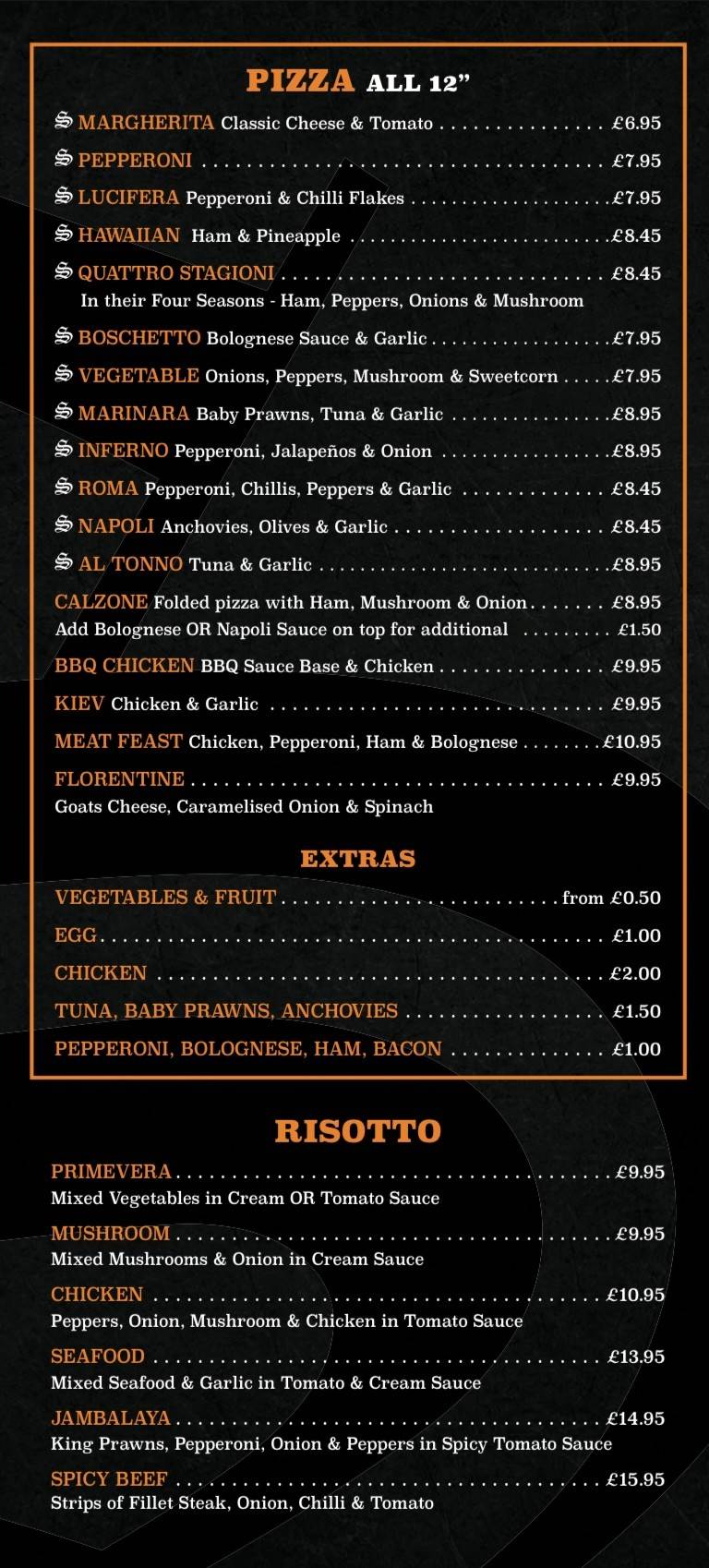 Menu at Pizzeria Santana, Newcastle upon Tyne, 131-133 Jesmond Rd