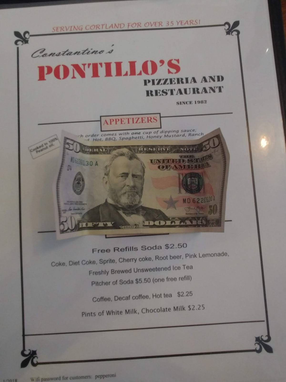 Menu at Pontillo's Pizzeria Cortland, Cortland