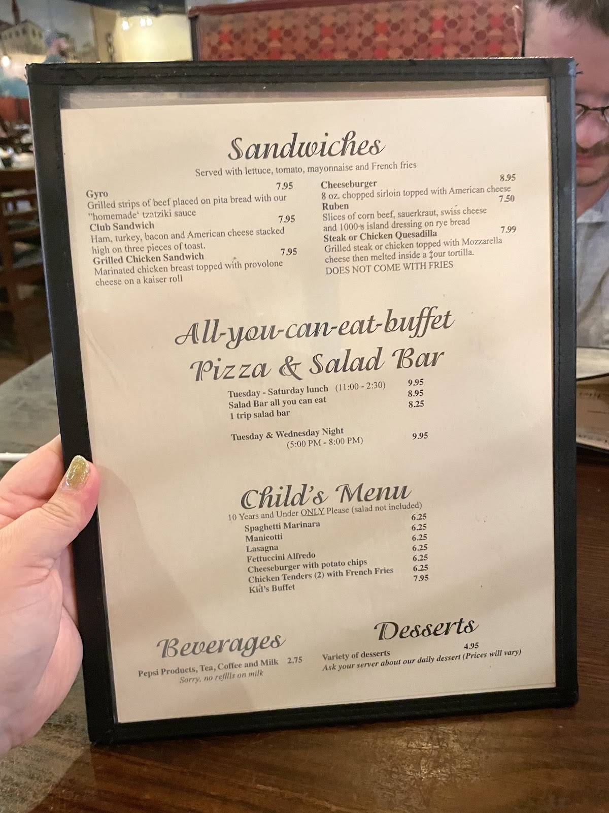 Menu at Theo's Italian & Family Restaurant, Jonesville