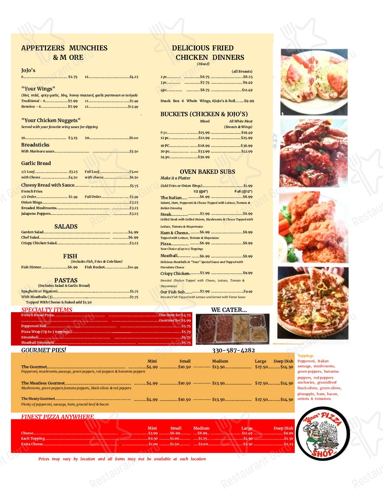 Menu at Your Pizza of Hartville pizzeria, Hartville