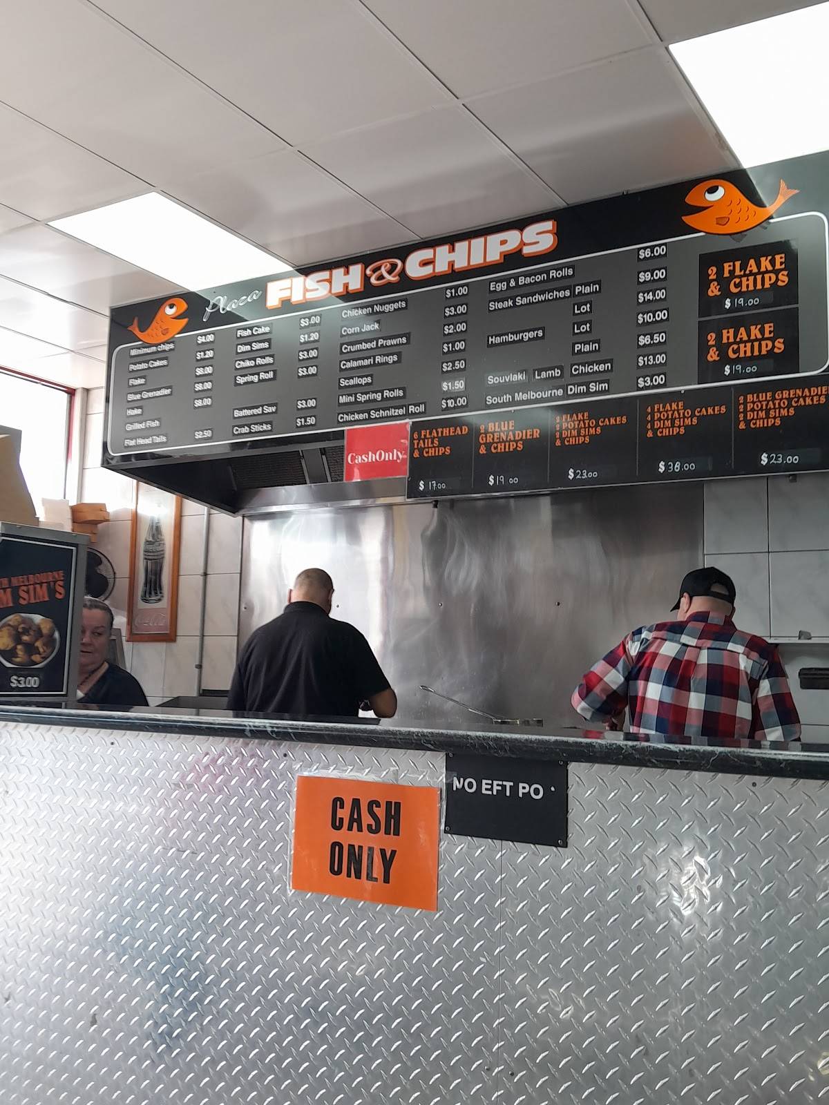 Menu at Plaza Fish Shop restaurant, Shepparton