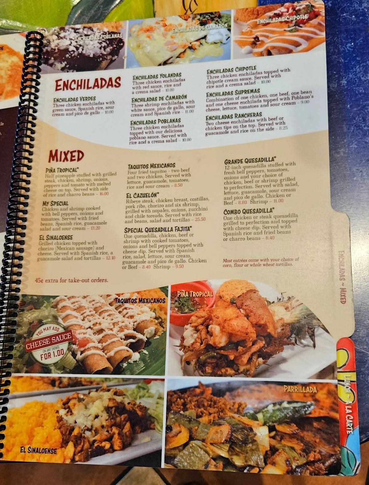 Menu at Poblanos Mexican Grill restaurant, Mountain City