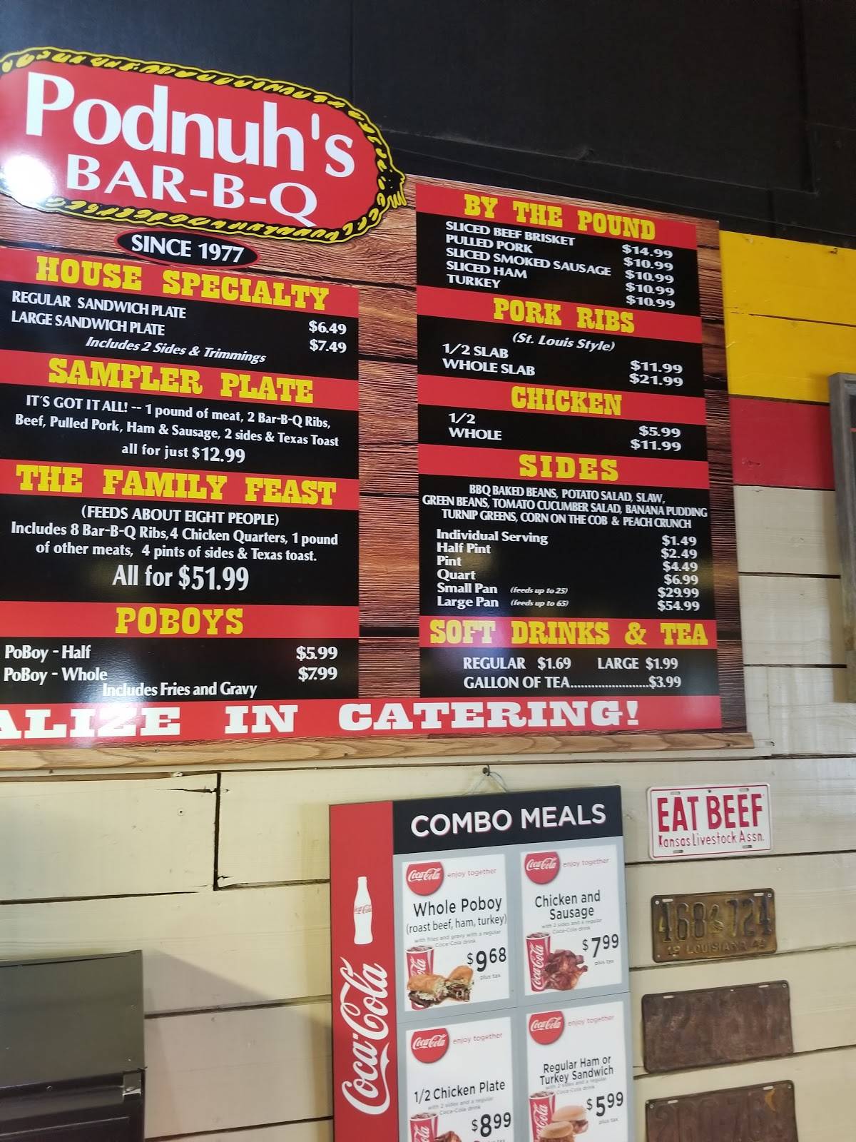 Menu at Podnuh's Bar-B-Q, West Monroe, 810 Splane Dr
