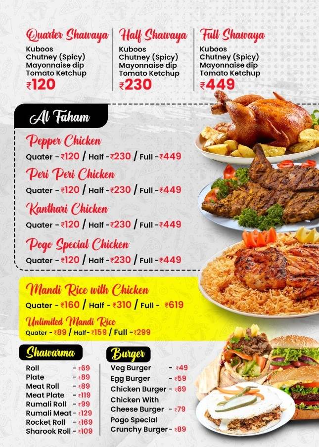 Menu at Pogo Broasted Chicken Karuvarakundu, Karuvarakundu