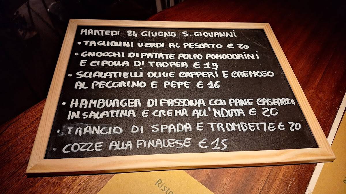 Speisekarte von Pomella restaurant, Finale Ligure, Via Ulivi