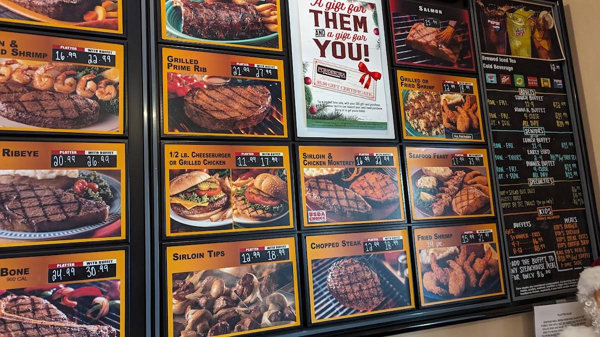 Menu at Ponderosa steakhouse, Hillsboro