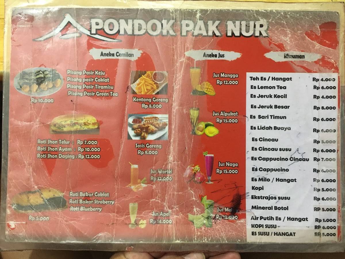 Menu at Pondok Pak Nur cabang Pancasila restaurant, Pontianak
