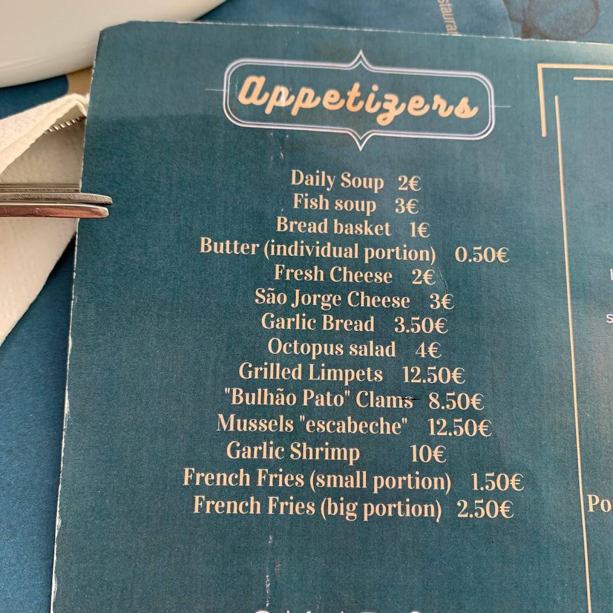 Menu at STAGE Restaurant, Ponta Delgada