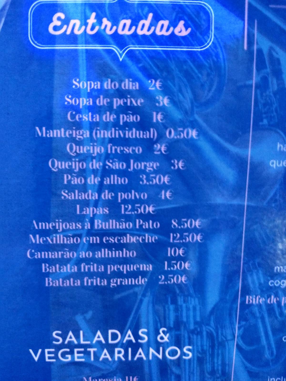 Menu at STAGE Restaurant, Ponta Delgada