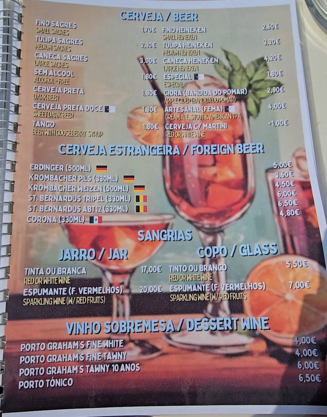 Menu at Sunset Beach - Restaurante & Bar, Portugal