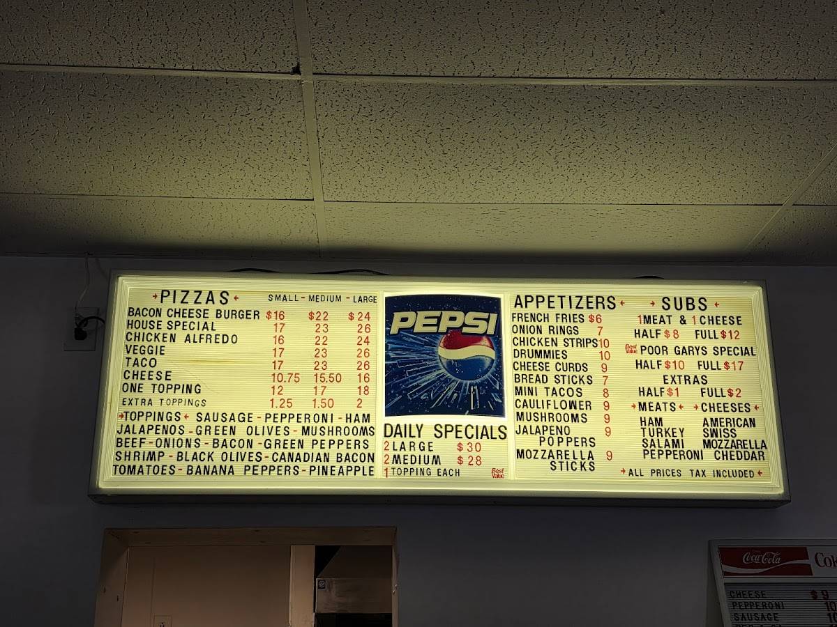 Menu at Poor Gary's Pizza Of Eveleth pizzeria, Eveleth