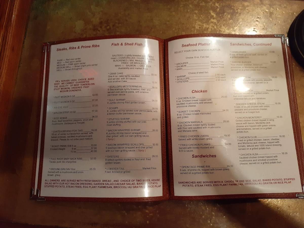 Menu at Poor Richard's Restaurant, Gainesville