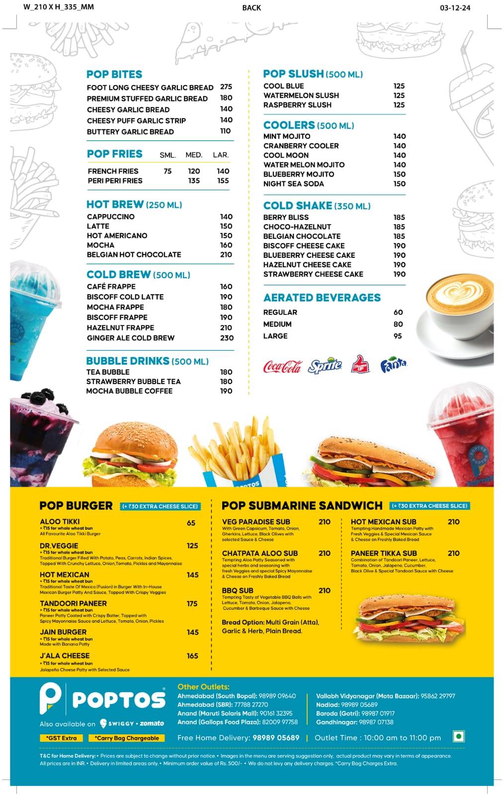 Menu at POPTOS SBR, Ahmedabad, Shop no 3