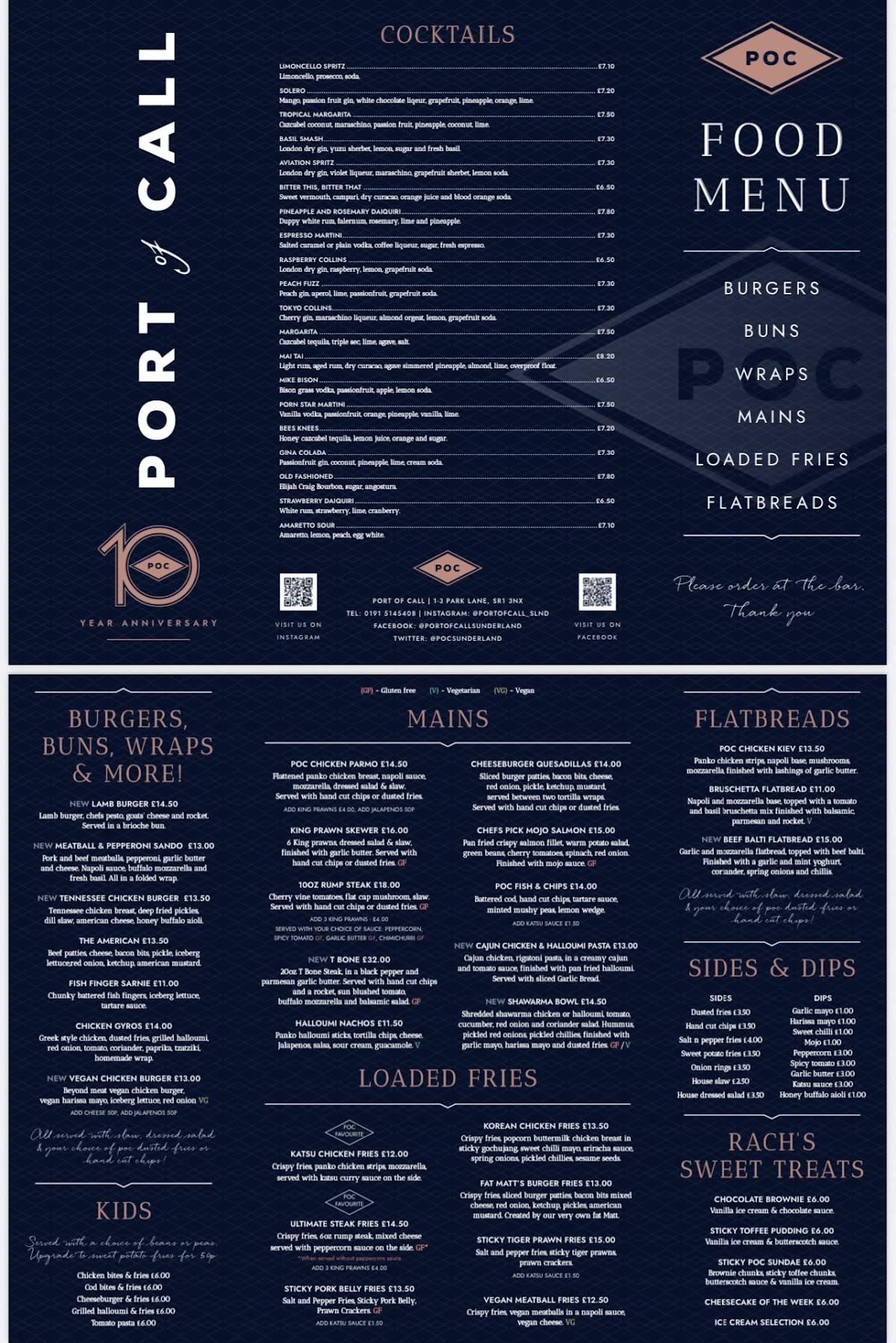 Menu at Port of Call pub & bar, Sunderland