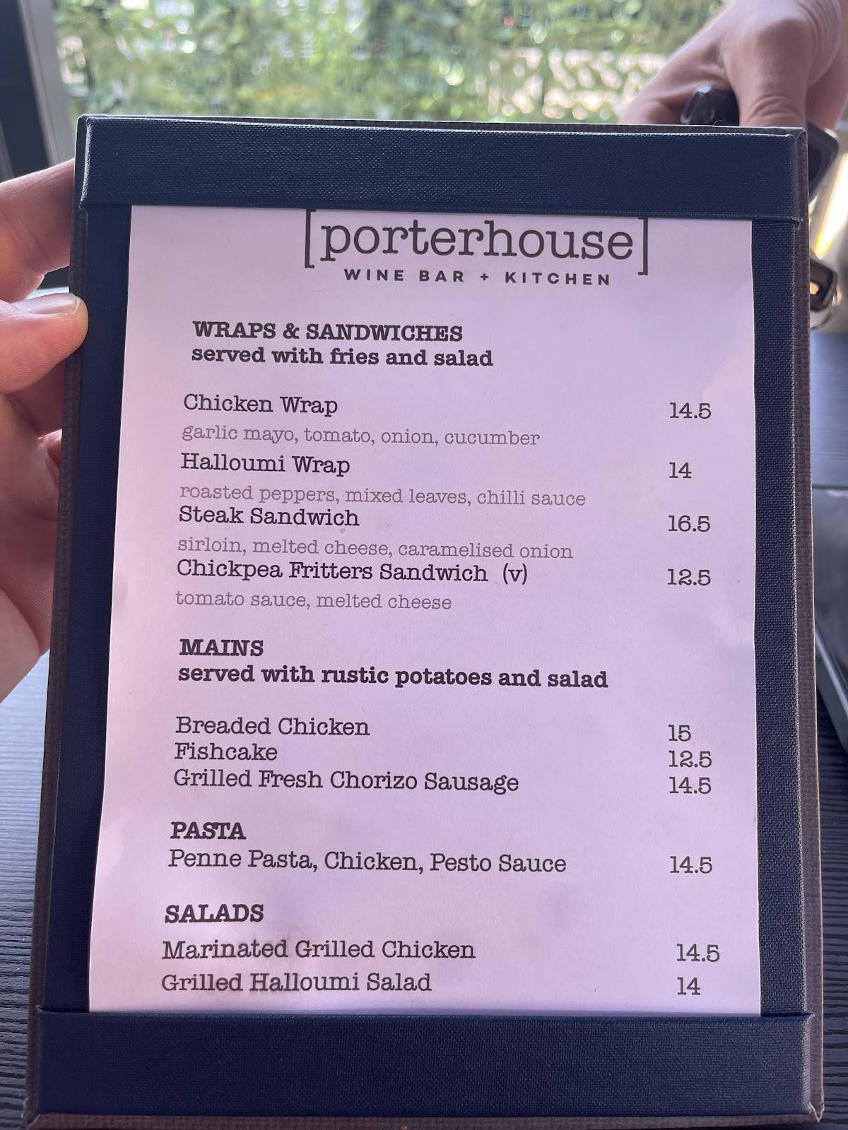 Menu at Porterhouse Wine Bar + Kitchen, Ongar
