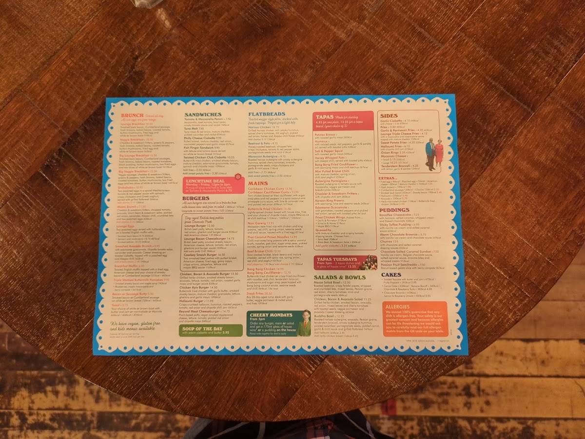 Menu at Portico Lounge restaurant, Abergavenny