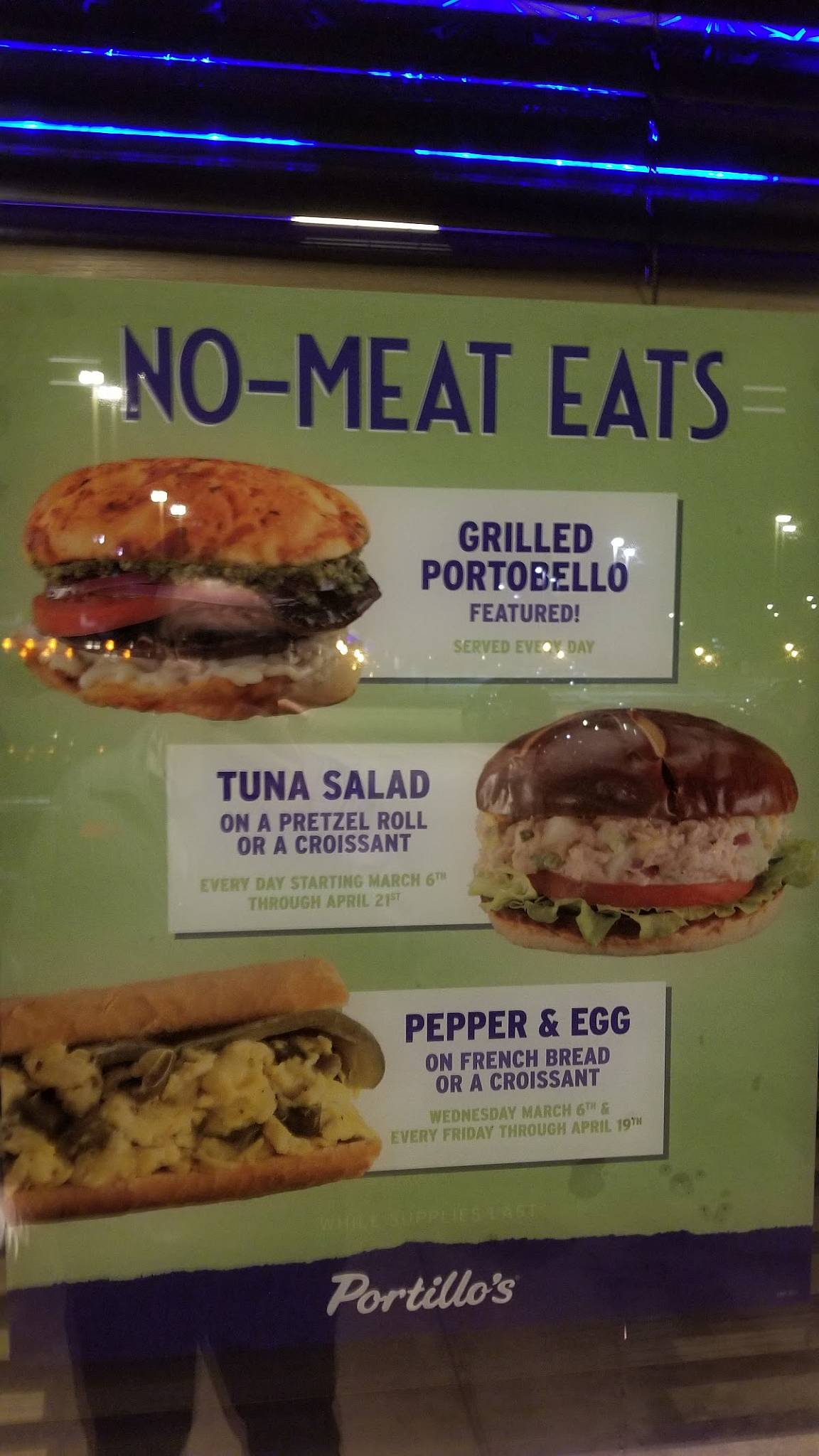 Menu at Portillo's Mishawaka restaurant, Mishawaka
