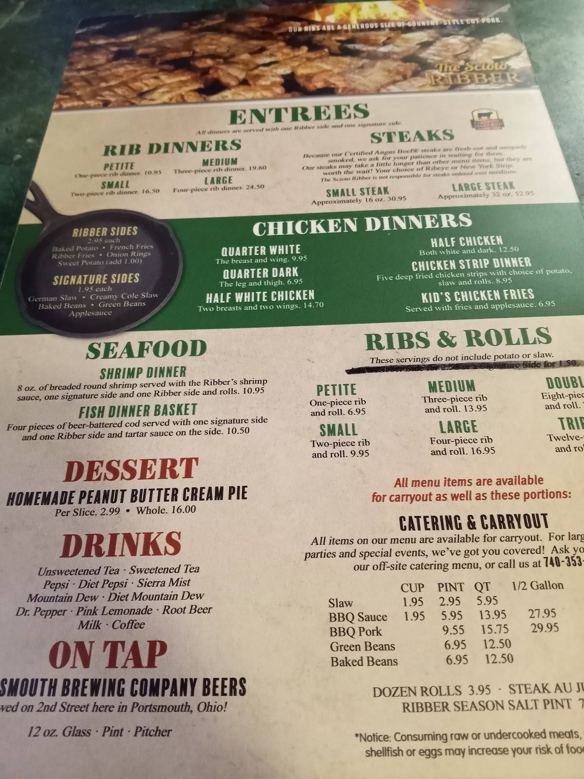 Menu at Scioto Ribber BBQ, Portsmouth