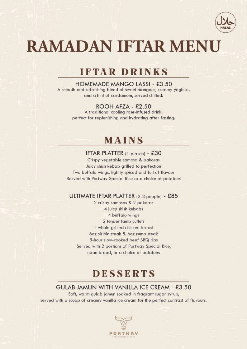 Menu at Portway Steakhouse & Cafe, Birmingham